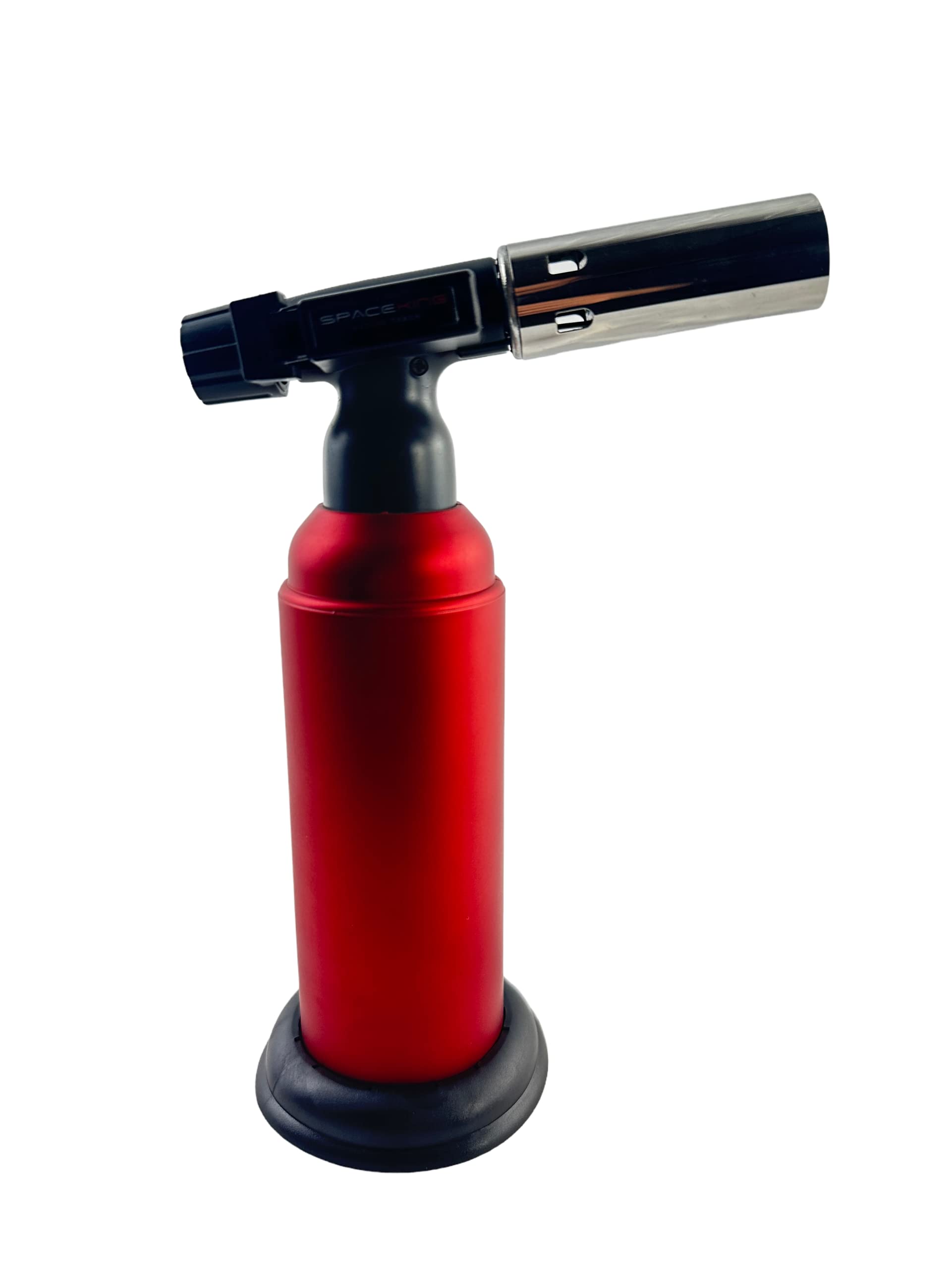 Space King Heavy Duty Single Jet Torch Lighter - Adjustable Flame - Perfect for Camping, Kitchen, Backyard, Travel, Beach, BBQ, Mountain, Outdoors, Travel, Welding, Garage, and more. (Red)