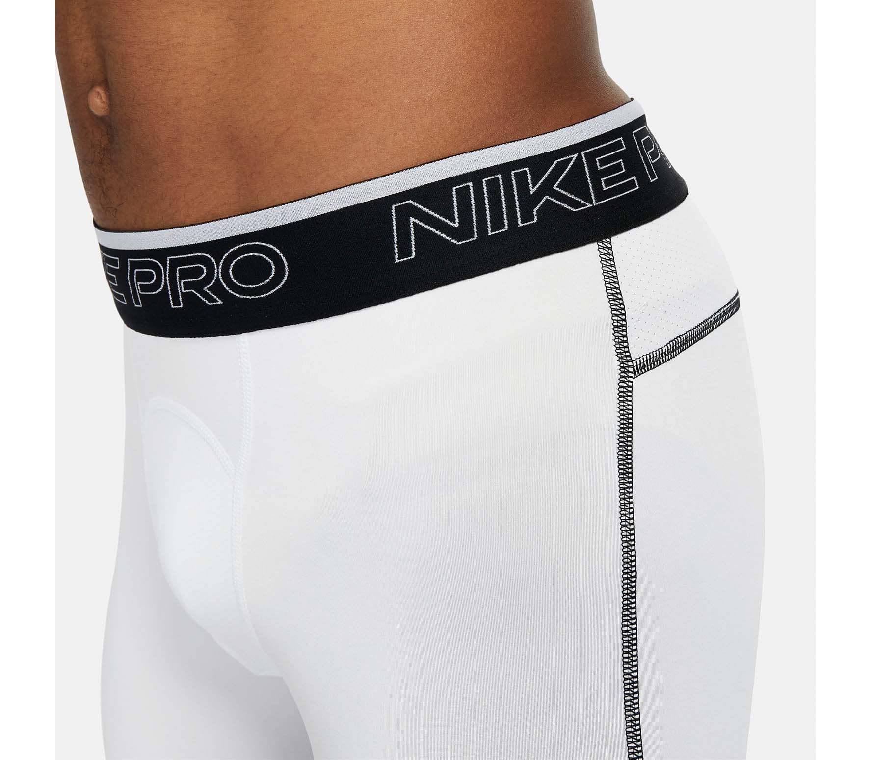 Nike Pro Dri-FIT Men's 3/4 Tights (Regular, White/Black, Large)