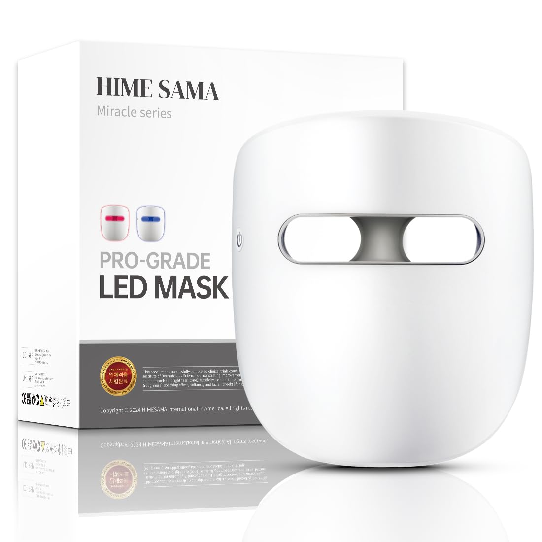 HIME SAMA Led Face Mask, Red Light Mask for Face, FSA/HSA Eligible, Infrared, Red & Blue Light Mask for Skin Care, Wrinkle Reduction, Wireless Face Mask. (Miracle STAR RB-010)