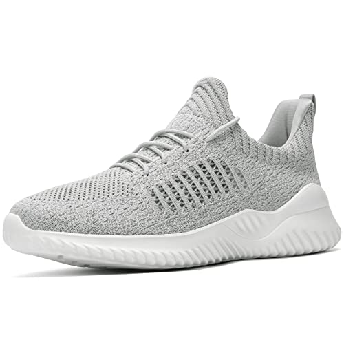 Akk Men's Running Shoes Walking Tennis Gym Sneakers Slip On Memory Foam Lightweight Shoes Grey 14