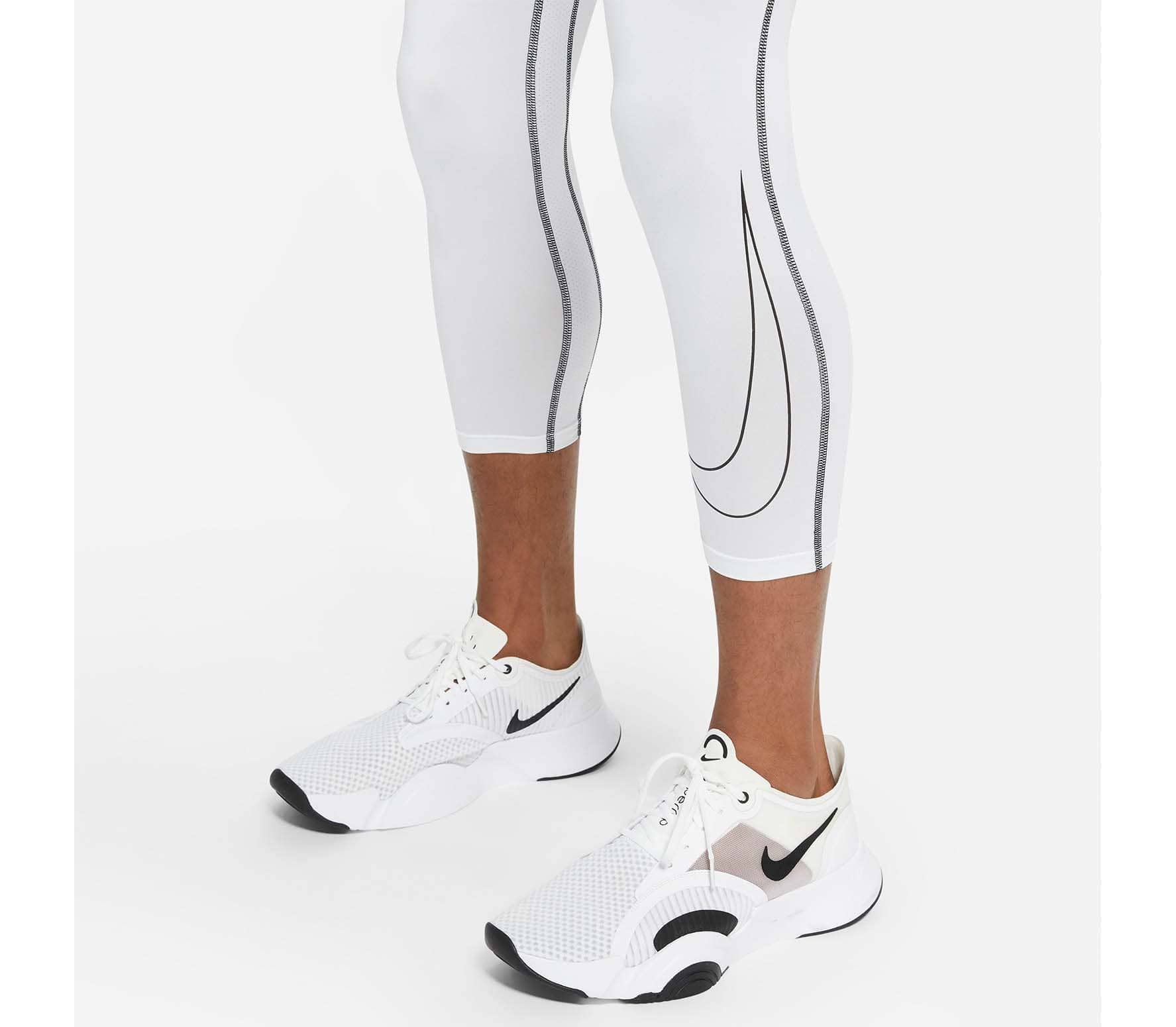 Nike Pro Dri-FIT Men's 3/4 Tights (Regular, White/Black, Large)