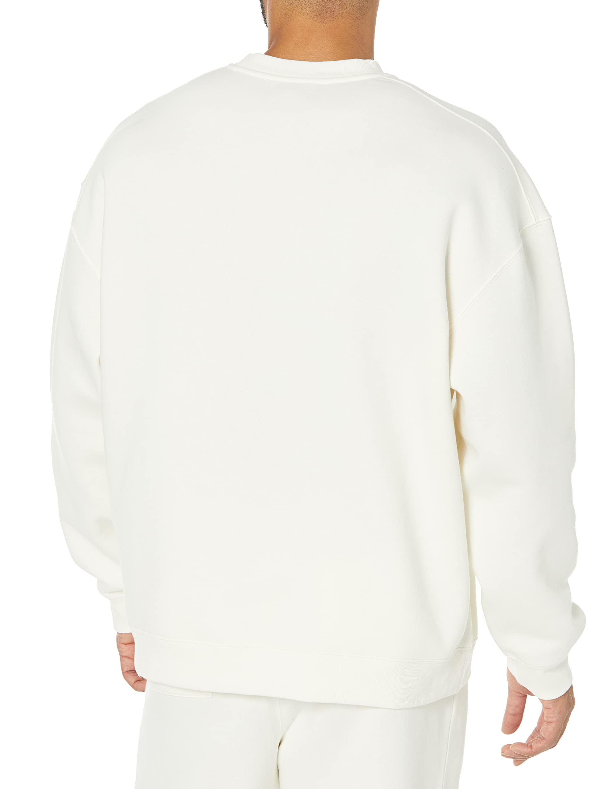 Amazon Essentials Men's Oversized-Fit Crewneck Sweatshirt (Available in Big & Tall), Eggshell White, Small