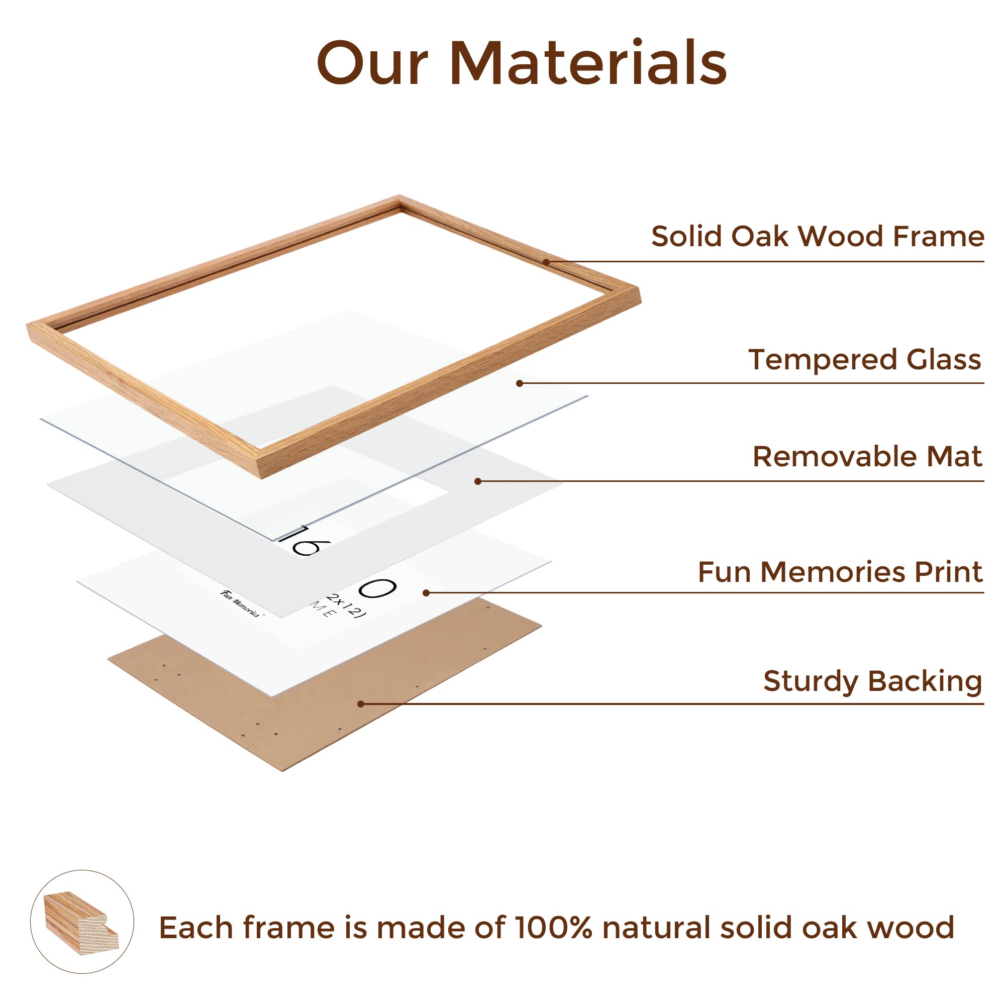 16x20 Picture Frame, 16 x 20 Solid Oak Wood Frame, Tempered Glass, 16x20 Picture Frame with Mat for 11x14, 16 by 20 Frame for Wall, 16x20 Wood Frames, 16x20 Matted Poster Frame, Natural Oak Color