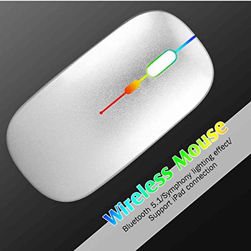 2.4GHz & Bluetooth Mouse, Rechargeable Wireless Mouse for Microsoft Surface Duo 2 Bluetooth Wireless Mouse for Laptop/PC/Mac/Computer/Tablet/Android RGB LED Pure White