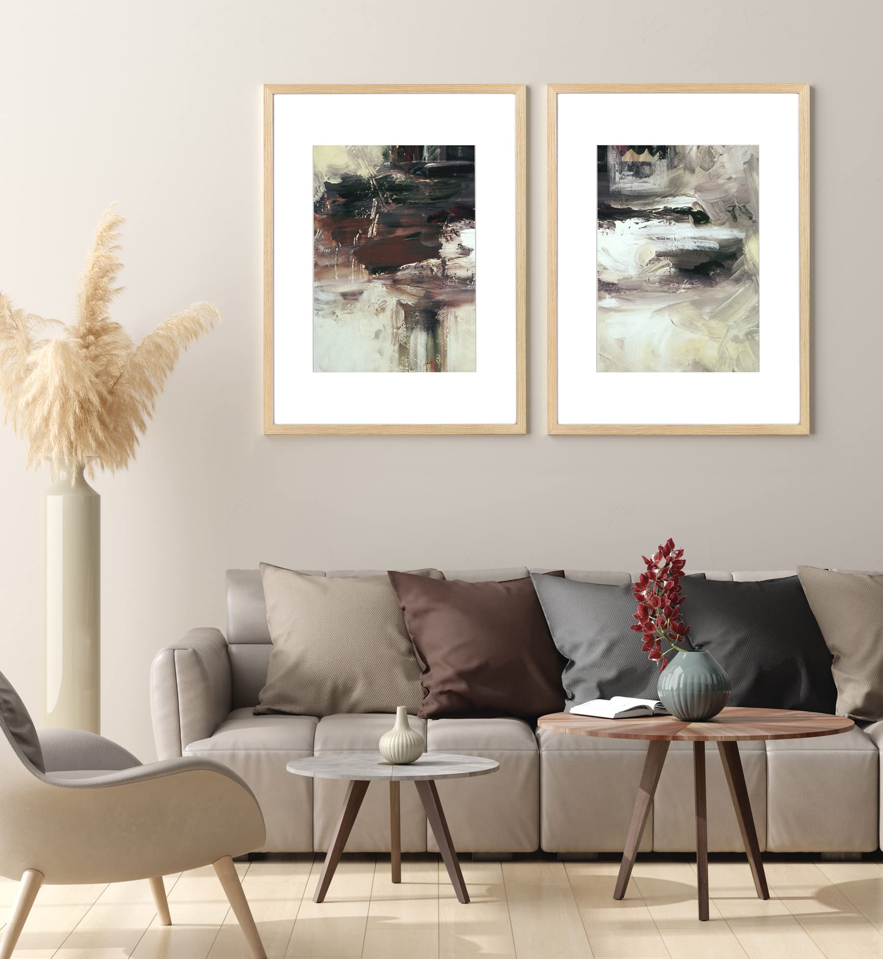 Yaetm 16x20 Picture Frame Matted to 11x14 Set of 2, Natural Solid Oak Wood Frame 16x20 for Photos, Posters & Art Prints, Horizontal and Vertical Wall Mount (2 pack, Oak)