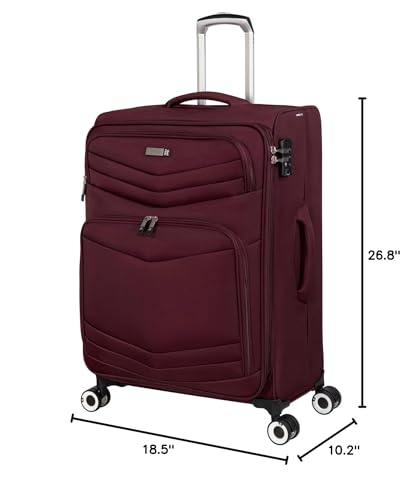 it luggage Intrepid 27" Softside Checked 8 Wheel Expandable Spinner with TSA Lock, Dark Red