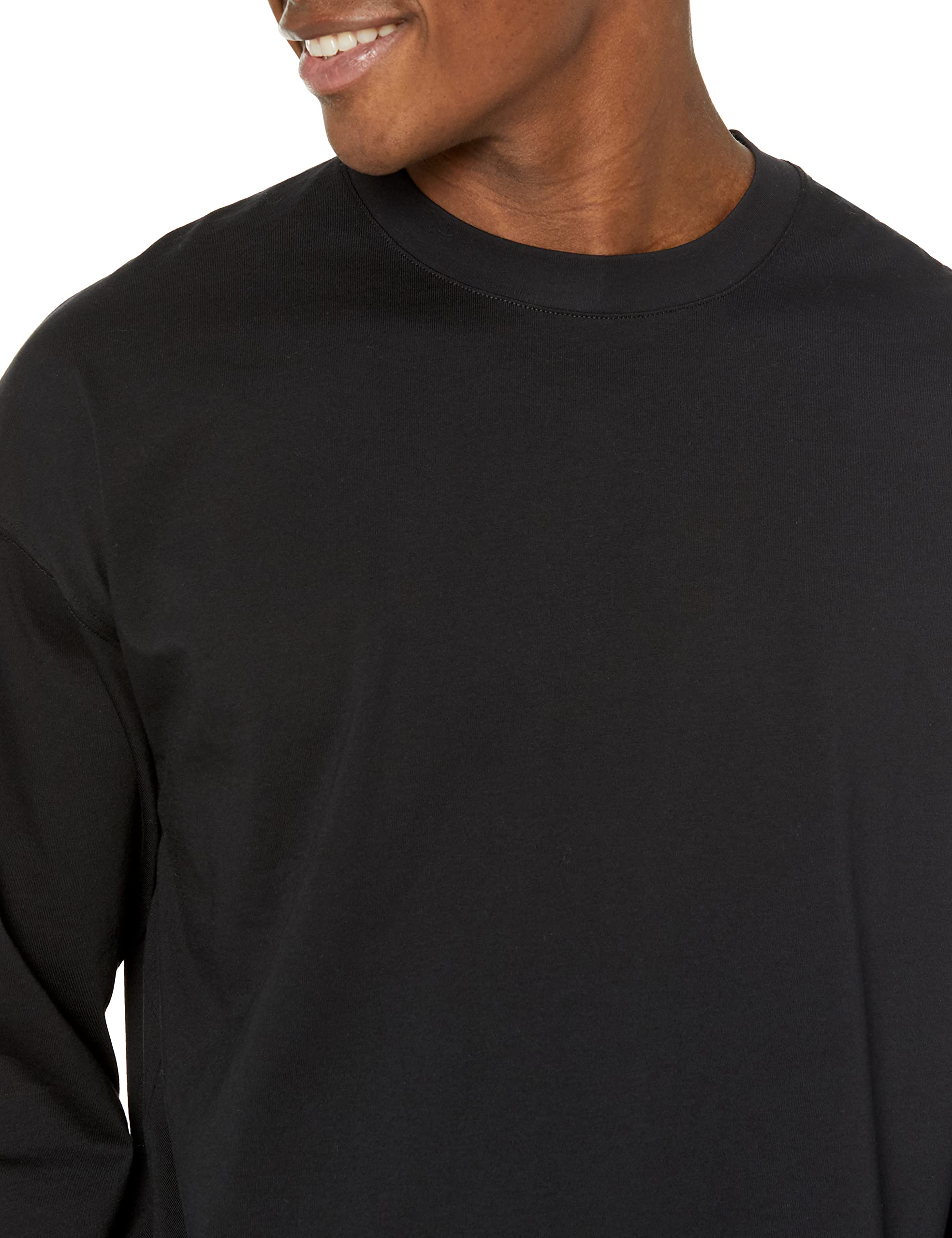 Amazon Essentials Men's Long-Sleeve T-Shirt Oversized-Fit Organic Cotton, Black, XX-Large