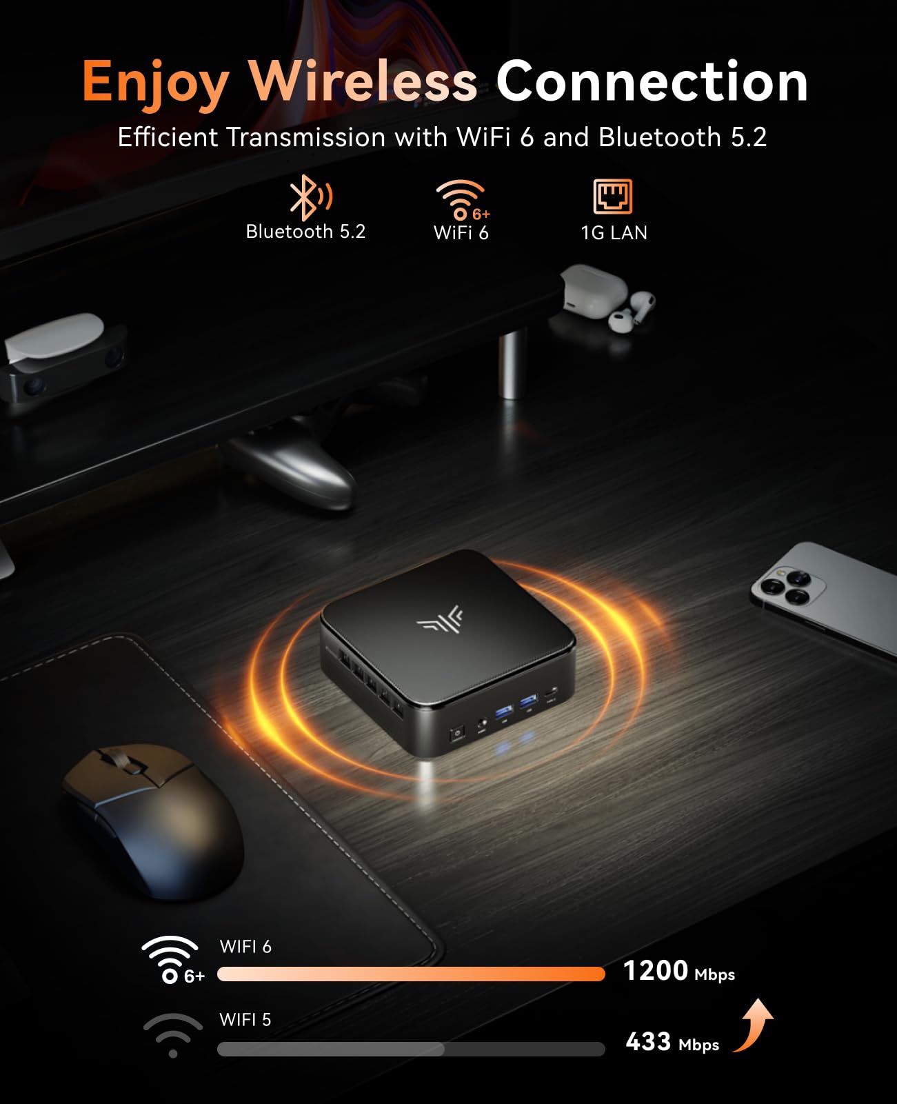KAMRUI Mini PC, Mini Computer Intel 11th Gen N5105(up to 2.9GHz), 12GB RAM/256GB M.2 SSD, 4K UHD, 2.5 inch SSD(up to 2TB), 2.4G/5.0G WiFi, Business, Home, Office, Recreation