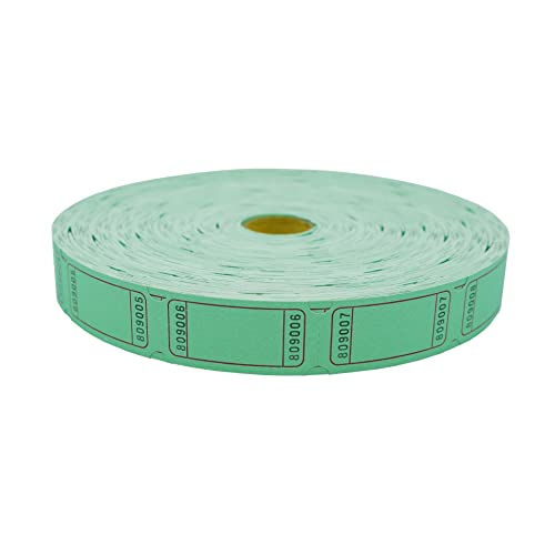 DNB 2000 Raffle Tickets - Single Roll 2000 Pcs per Roll 2 x 1 Inch Consecutively Numbered Blank Tickets for Entry/Events/Class Reward/Fundraiser/Prizes - Green