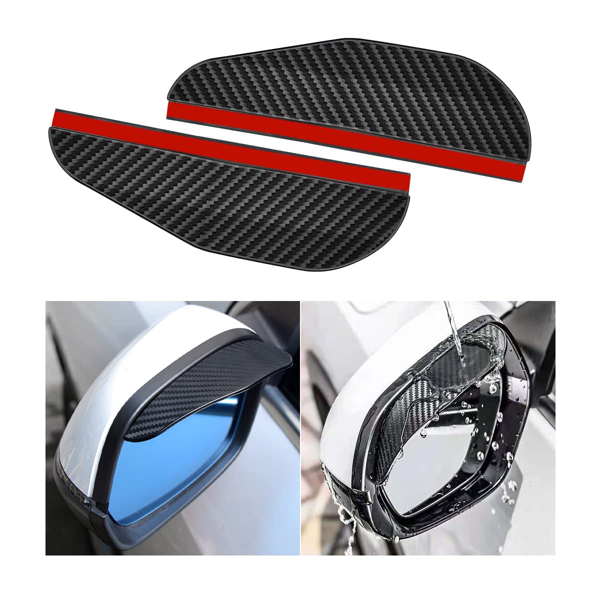 2Pcs Rear View Mirror Rain Visor Guard, Rain Shield Sun Visor Side Blocker Cover, Waterproof Smoke Guard Auto Eyebrow Cover, Car Side Mirror Accessories for SUV Vehicle and More (DM030/Black)