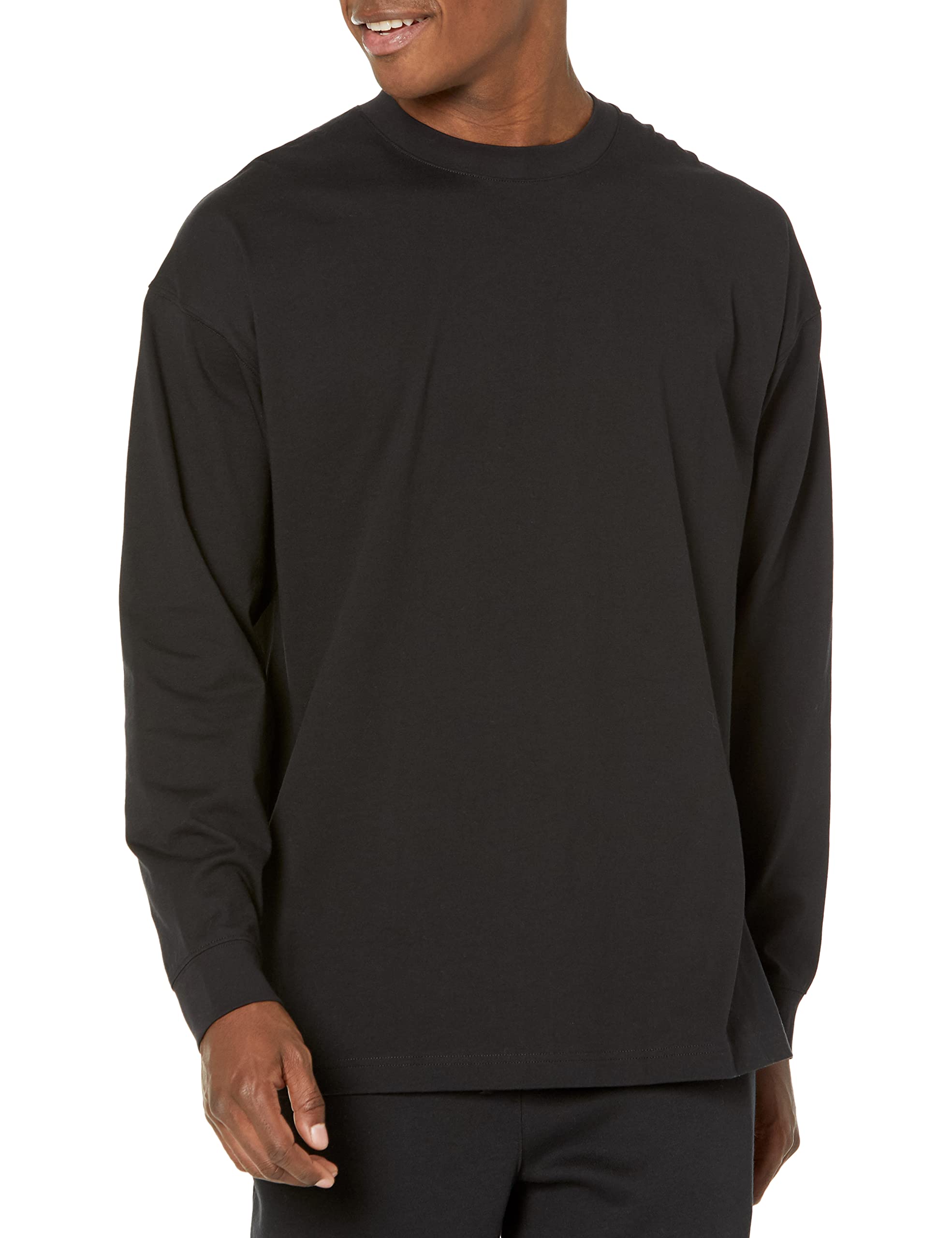 Amazon Essentials Men's Long-Sleeve T-Shirt Oversized-Fit Organic Cotton, Black, XX-Large