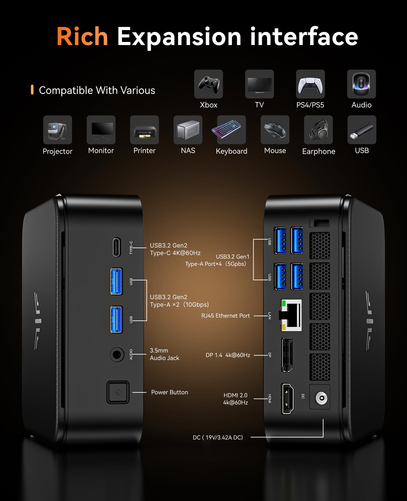 KAMRUI Mini PC, Mini Computer Intel 11th Gen N5105(up to 2.9GHz), 12GB RAM/256GB M.2 SSD, 4K UHD, 2.5 inch SSD(up to 2TB), 2.4G/5.0G WiFi, Business, Home, Office, Recreation