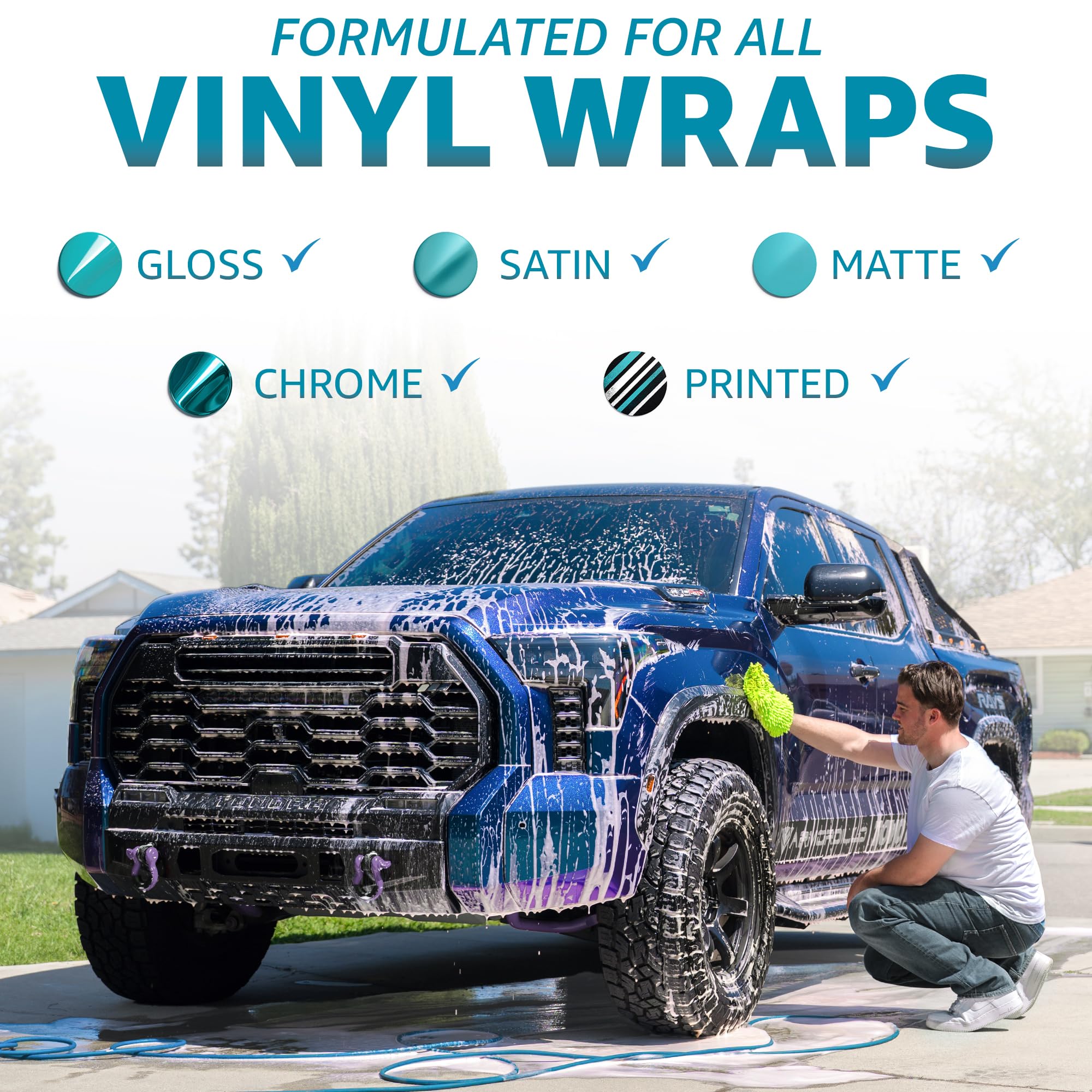 Rev Auto Vinyl Wrap Car Wash Soap Kit - Includes 64oz Car Wash Soap For Vinyl Wrap & Microfiber Wash Mitt | Works in Foam Cannon & Bucket Washes | pH-Balanced, Safe For All Finishes