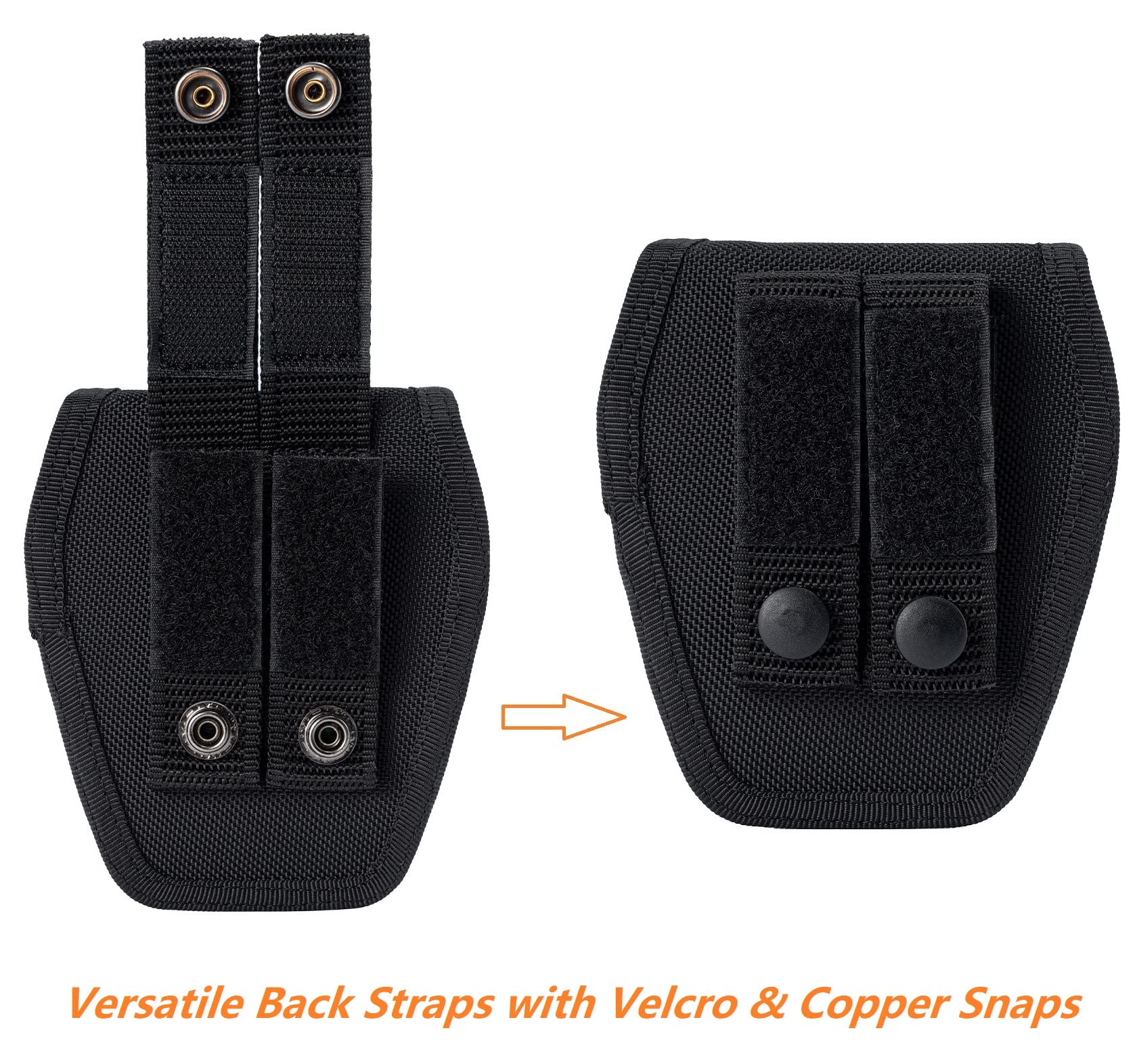 TACNEX Handcuff Case w/Belt MOLLE Strap Clip Cuff Pouch fits Standard Chained/Hinged Handcuffs Nylon Holster Holder Police Law Enforcement Security Corrections Officer Top Flap w/Snap