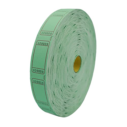 DNB 2000 Raffle Tickets - Single Roll 2000 Pcs per Roll 2 x 1 Inch Consecutively Numbered Blank Tickets for Entry/Events/Class Reward/Fundraiser/Prizes - Green