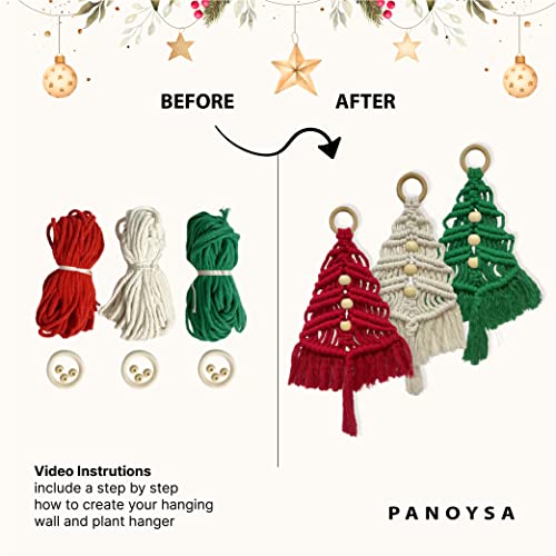 3 in 1 Macrame kit Adult Beginner: 3 DIY Christmas Macrame Tree, Crafts for Adults, Macrame Cord 3mm, Boho Christmas Decor, Macrame Kits for Adults with Written Instructions and Video Tutorials