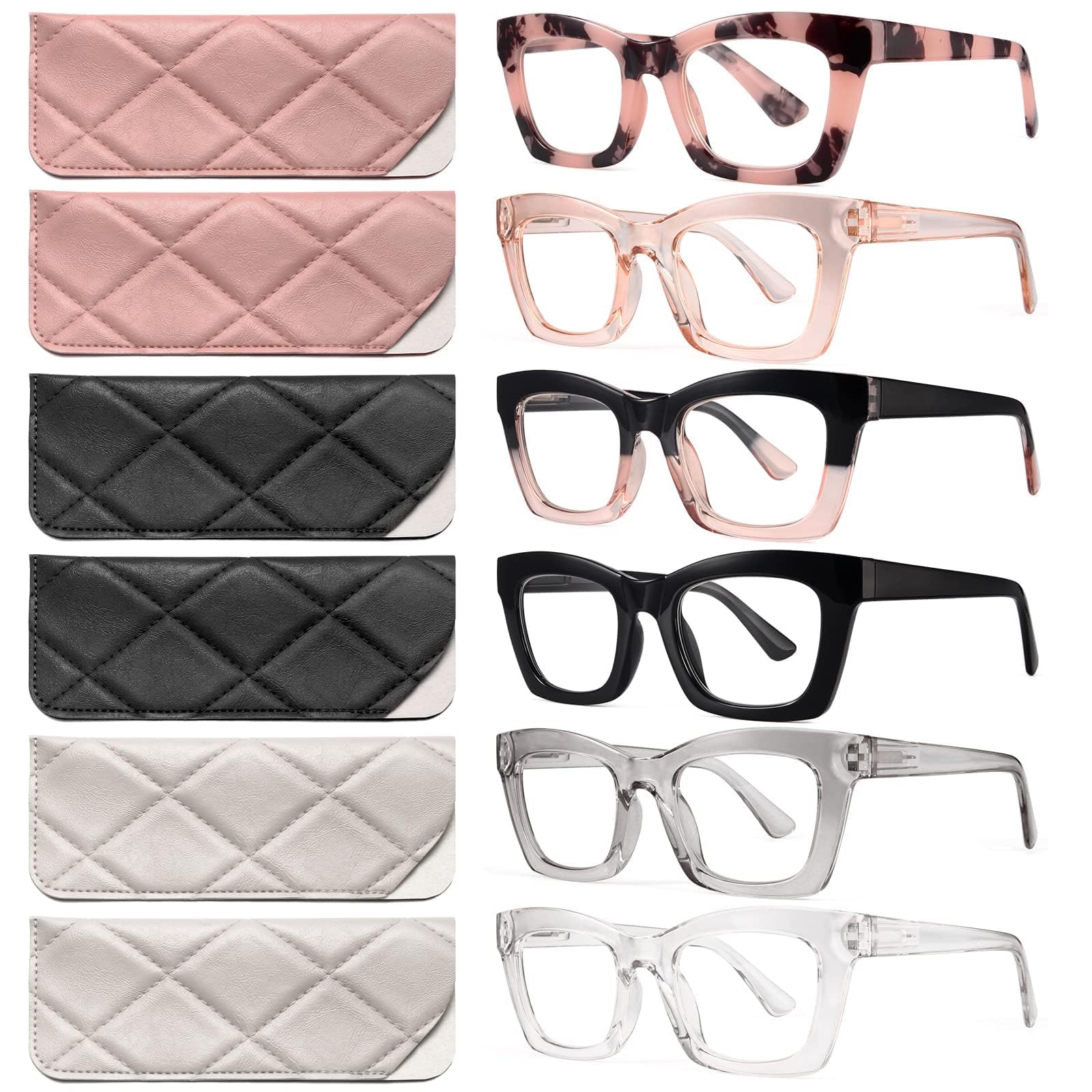 CCVOO 6 Pack Oprah Reading Glasses for Women, Eyeglasses, Blue Light Readers for Women, Computer Eye Glasses, Cheaters