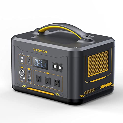 VTOMAN 1000 Portable Power Station 1408Wh 1000W (Peak 2000W), Solar Generator Station, LiFePO4 (LFP) Battery Powered Generator with 3x Pure Sine Wave 1000W AC Outlets for Outdoor Camping & Home Backup