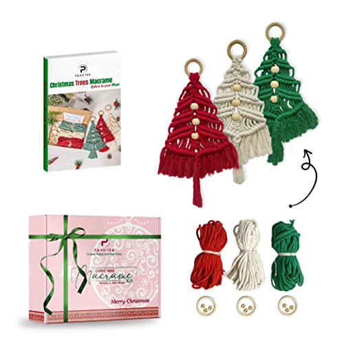 3 in 1 Macrame kit Adult Beginner: 3 DIY Christmas Macrame Tree, Crafts for Adults, Macrame Cord 3mm, Boho Christmas Decor, Macrame Kits for Adults with Written Instructions and Video Tutorials
