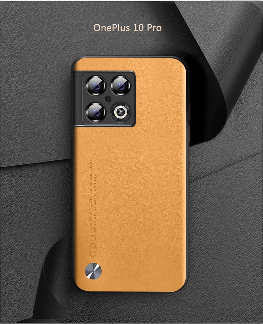 Puxssul for OnePlus 10 Pro 5G Case, Soft TPU Artificial Leather case,Extremely Light Ultra-Light Camera Protection Leather Cover Case for OnePlus 10 Pro 5G (Yellow)