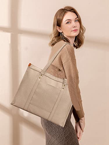 Women’s Vegan Leather Tote Bag 15.6 Inch Laptop Bag with Compartment Large Handbag Purse
