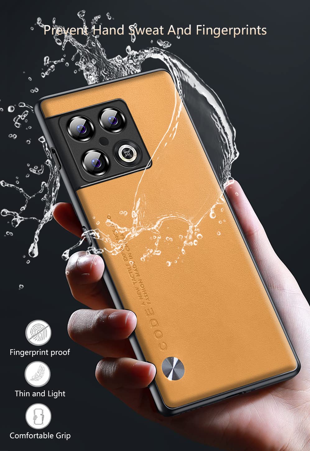 Puxssul for OnePlus 10 Pro 5G Case, Soft TPU Artificial Leather case,Extremely Light Ultra-Light Camera Protection Leather Cover Case for OnePlus 10 Pro 5G (Yellow)