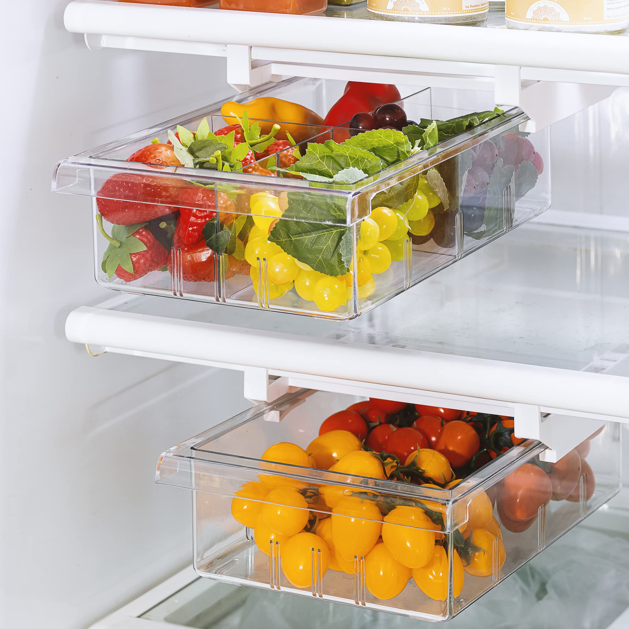 Sorbus Pull Out Fridge Drawer Organizer, for 0.6 Inch Thick Shelf, Adjustable Plastic Bathroom Organizer, 12-17 Inches, Refrigerator Storage Bin, Kitchen & Bathroom Storage (1 Pack)