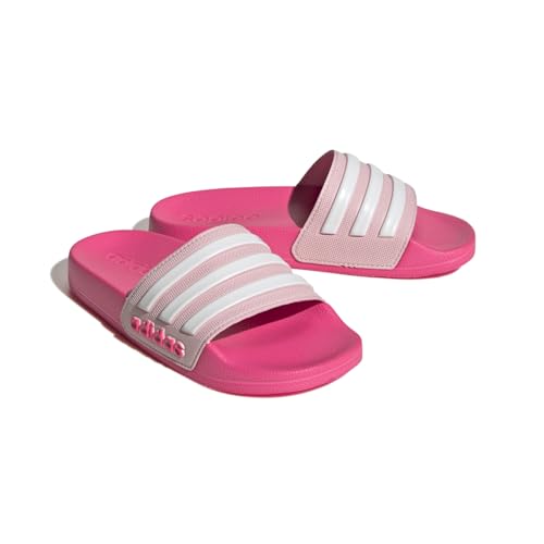 adidas Adilette Shower Slide Sandal, Clear Pink/White/Lucid Pink, 3 US Unisex Little Kid