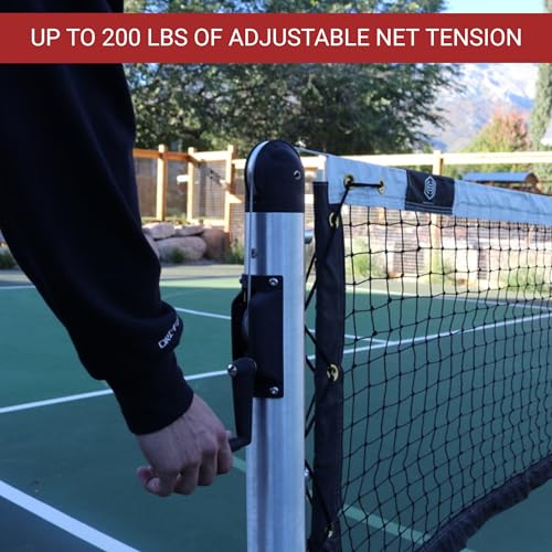 Dominator In Ground Pickleball System - Includes Two Heavy Duty Round Pickleball Posts with Net and Sleeves - Aluminum, Rust Free, and Follows USAPA Standards