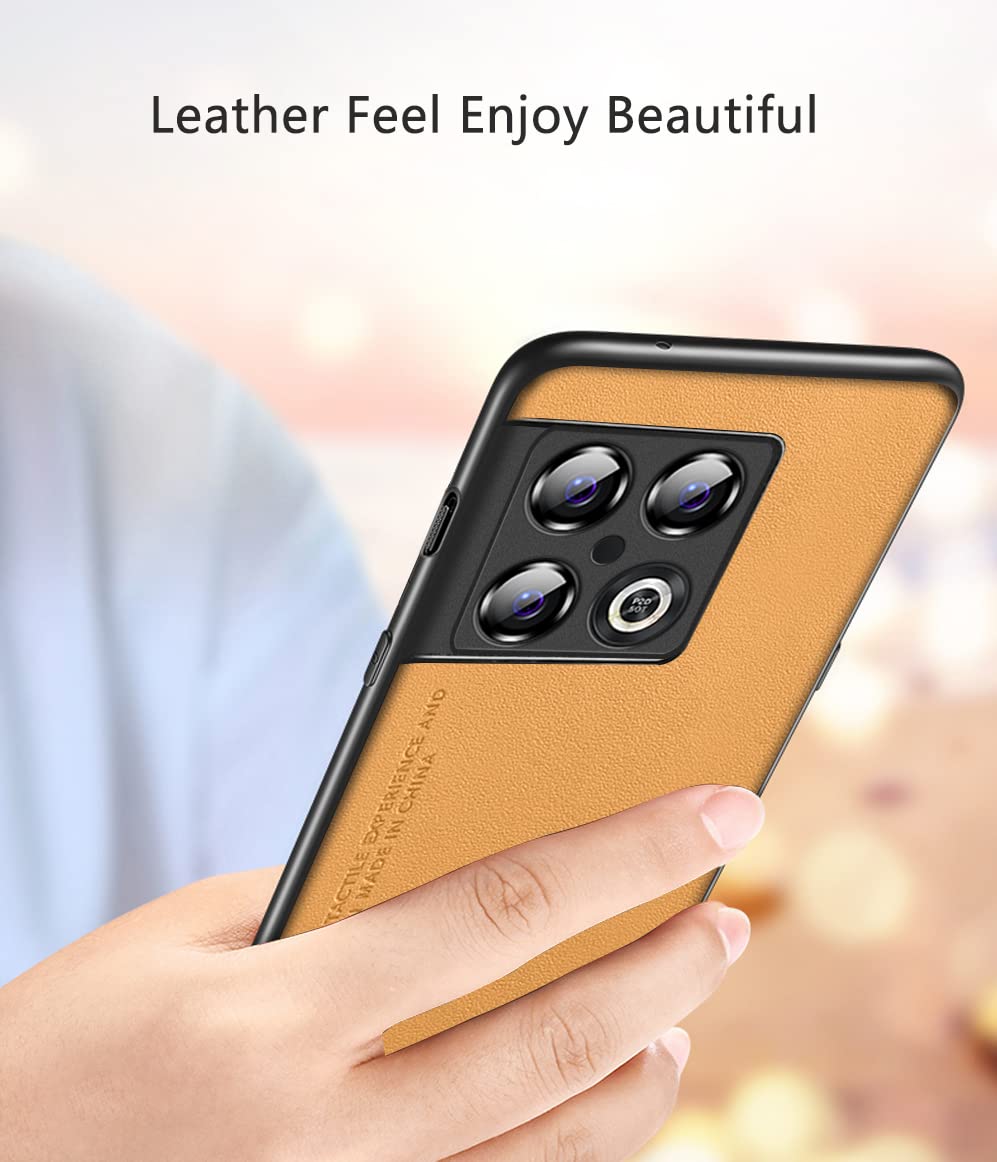 Puxssul for OnePlus 10 Pro 5G Case, Soft TPU Artificial Leather case,Extremely Light Ultra-Light Camera Protection Leather Cover Case for OnePlus 10 Pro 5G (Yellow)