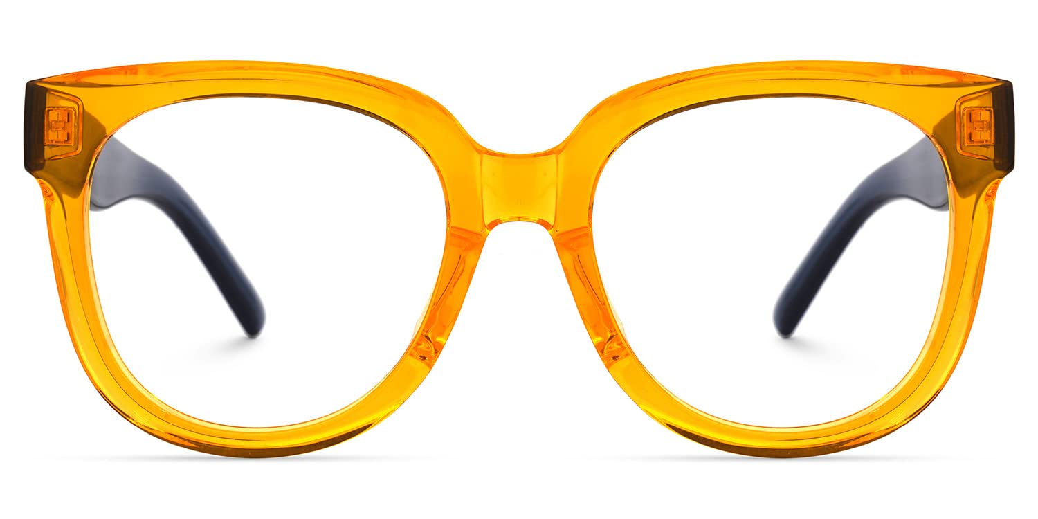 Zeelool Unisex Retro Oversized Square Glasses with Non-prescription Clear Lens Harrell ZOP049594-06 Yellow