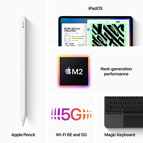 Apple iPad Pro 11-inch (4th Generation): with M2 chip, Liquid Retina Display, 256GB, Wi-Fi 6E + 5G Cellular, 12MP front/12MP and 10MP Back Cameras, Face ID, All-Day Battery Life – Silver