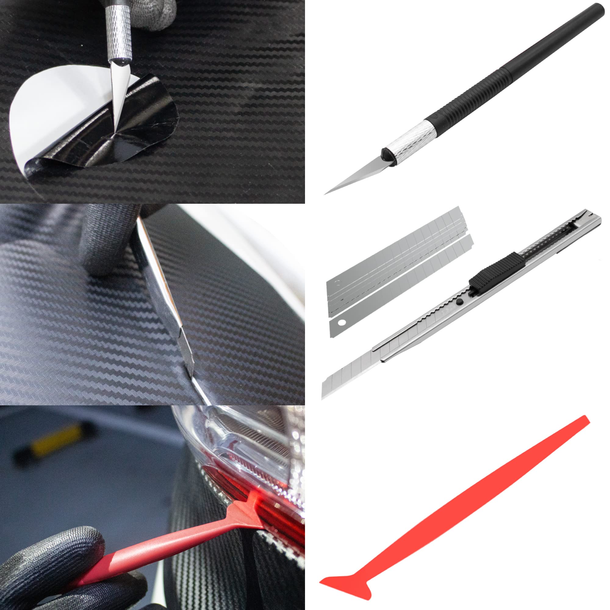 Spanno Vinyl Wrap Tool Kit Window Tint Vinyl Wrap Installation Kit, Include Felt Squeegee, Heat Gun, Utility Knife, Wrapping Bag, Water Blade, (10 Pcs Tinting Kit)