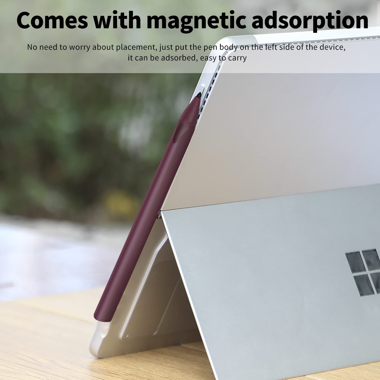 SSS·GRGB Stylus Pen for Microsoft Surface Pro9/8/X/7/6/5/4/3 Surface Go 3/2/1 Surface 3/Laptop/Studio/Book 4/3/2/1 with 4096 Tilt Pressure Palm Rejection Magnetic Attachment Rechargeable, Red