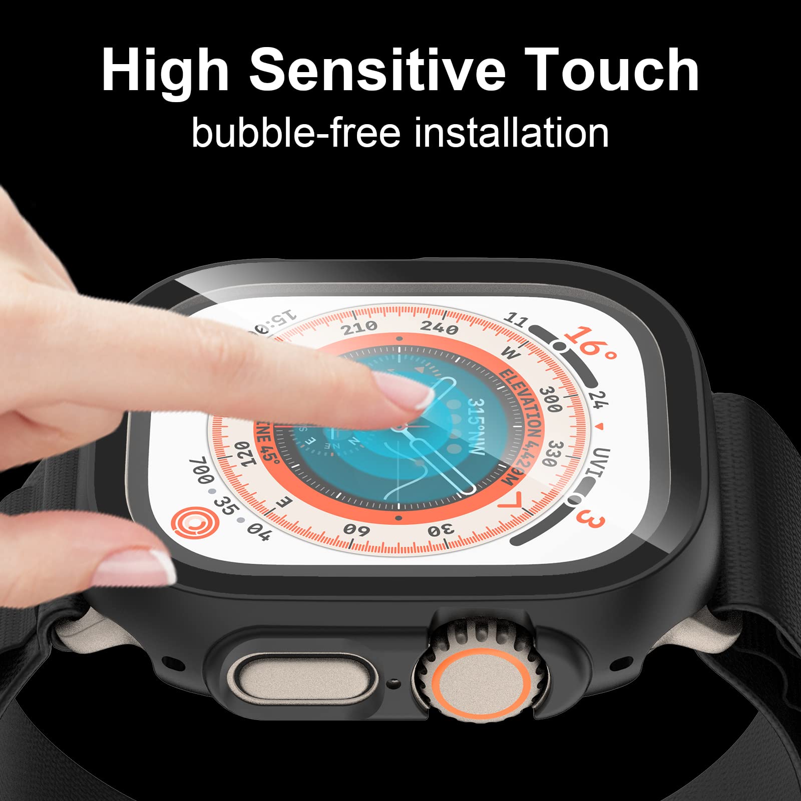 HASDON [12 Pack] Case Compatible with Apple Watch Ultra 2/Ultra 49mm with Tempered Glass Screen Protector, Full Coverage Bumper Hard PC Protective Cover for iWatch 49mm Accessories