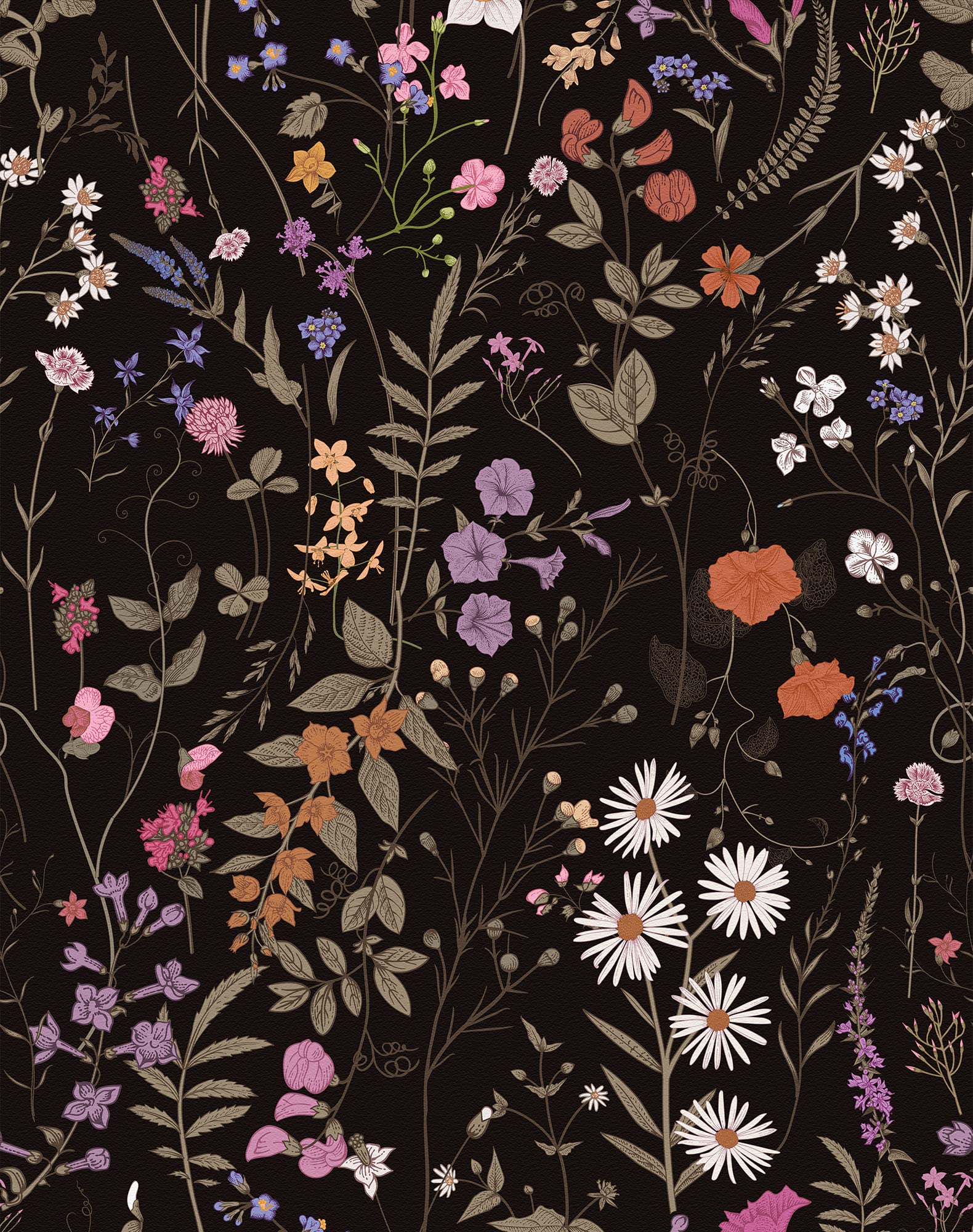 JiffDiff Floral Wallpaper Peel and Stick, Self Adhesive Wallpaper for Home Bedroom Cabinets and Kitchen Countertop Peel and Stick Thicken Contact Paper (17.3"x118", Dark Floral)