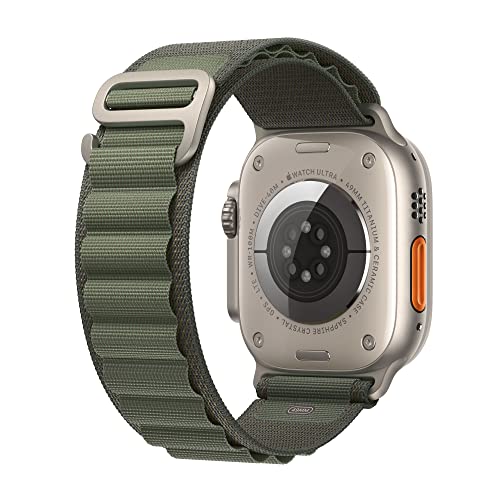 Apple Watch Ultra [GPS + Cellular 49mm] Smart Watch w/Rugged Titanium Case & Green Alpine Loop Large. Fitness Tracker, Precision GPS, Action Button, Extra-Long Battery Life, Brighter Retina Display