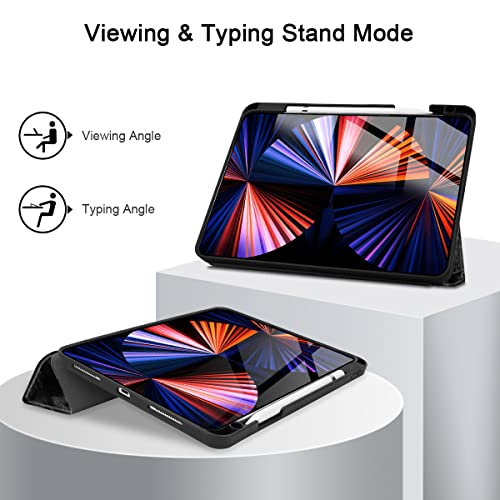 Tuiklol Case for M2 iPad Pro 12.9 inch Generation 6th/5th/4th/3rd 2022 2021 2020 2018 Release - Built in Pencil Holder Slim Protective Stand Back Cover with Auto Wake/Sleep iPad Cover,Marble