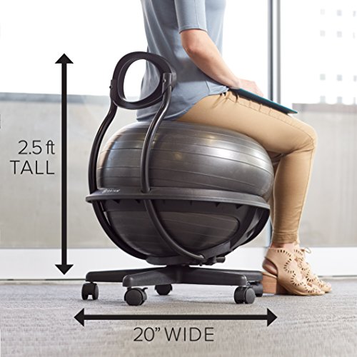 Gaiam Ultimate Balance Ball Chair with Swivel Base - Premium Exercise Stability Yoga Ball Ergonomic Chair for Home and Office Desk - Air Pump, Exercise Guide