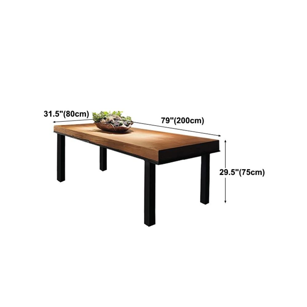 NIUYAO Solid Wood Dining Table, Industrial Wood Rectangle Dining Table Pine Tabletop Furniture with 4 Black Metal Legs Pedestal in for Dining Room Kitchen -79" L x 31.5" W x 29.5" H