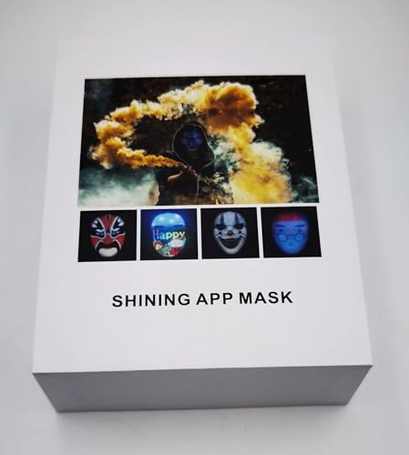 MEGOO Led Mask with Bluetooth Programmable,Ultra-light-thin Led Digital Light Up Face Mask for Halloween Rave Masquerade