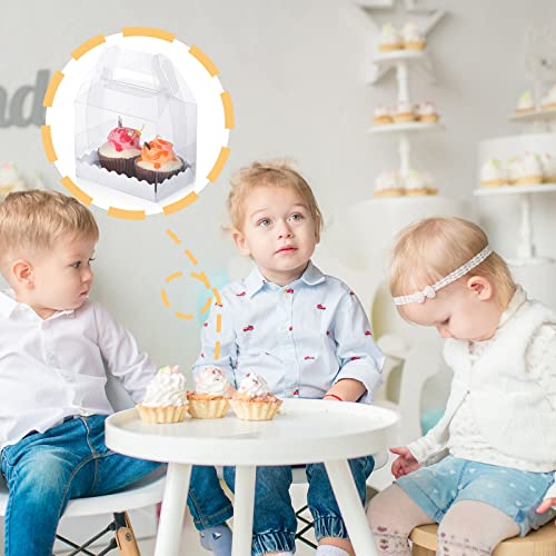 40 Pack Small Clear Gable Bakery Gift Boxes with Handle, Christmas Treat Box Candy Treat Gift Box for Party Pastry Dessert Cookies Birthday Holiday Valentine Birthday Shower (5.12 x 3.15 x 3.93")