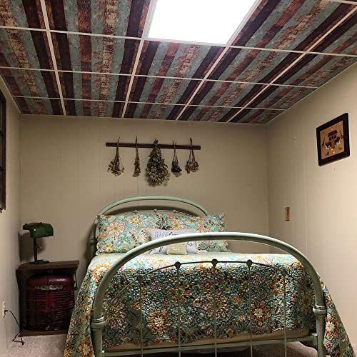 From Plain To Beautiful In Hours 1011 Designer Panel PVC 2' x 2' Drop in Ceiling Tile, Pack of 25, Wood, 25 Piece