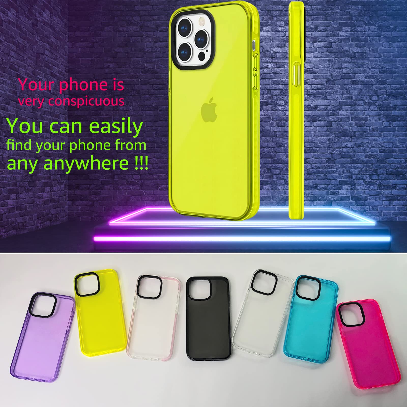 Neon Clear Case for iPhone 14 Pro Max, Cute Retro Vibrant Design Phone Cases Women 80s Accessories,Camera Protector Cover Soft Silicone Shockproof Protective MAX 6.7inch