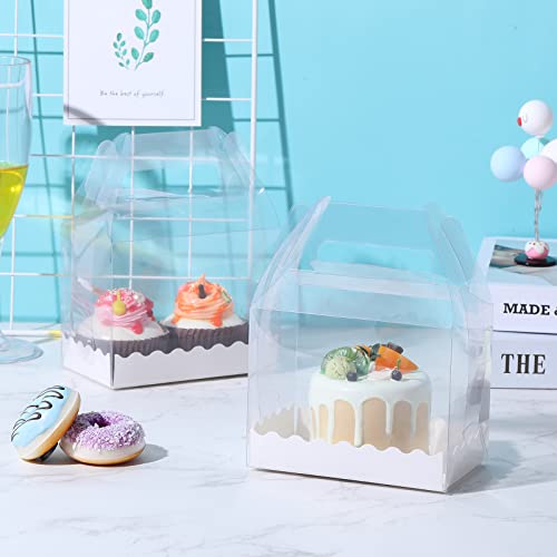 40 Pack Small Clear Gable Bakery Gift Boxes with Handle, Christmas Treat Box Candy Treat Gift Box for Party Pastry Dessert Cookies Birthday Holiday Valentine Birthday Shower (5.12 x 3.15 x 3.93")