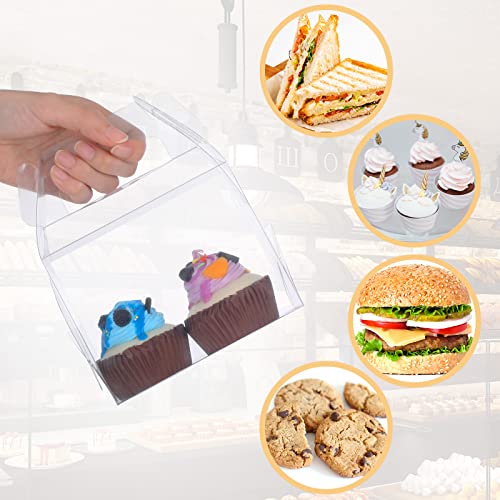 40 Pack Small Clear Gable Bakery Gift Boxes with Handle, Christmas Treat Box Candy Treat Gift Box for Party Pastry Dessert Cookies Birthday Holiday Valentine Birthday Shower (5.12 x 3.15 x 3.93")