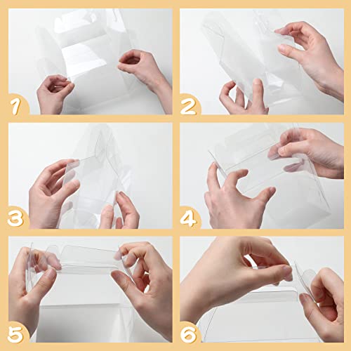 40 Pack Small Clear Gable Bakery Gift Boxes with Handle, Christmas Treat Box Candy Treat Gift Box for Party Pastry Dessert Cookies Birthday Holiday Valentine Birthday Shower (5.12 x 3.15 x 3.93")