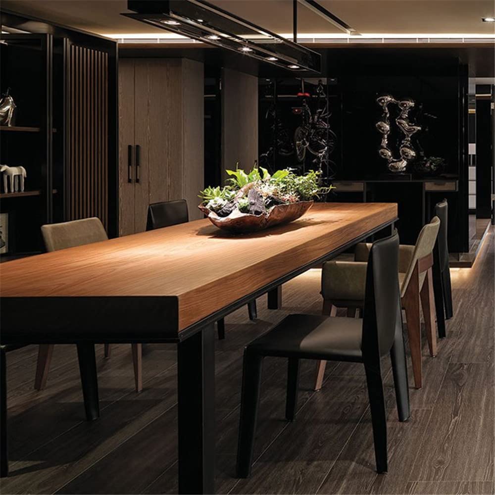 NIUYAO Solid Wood Dining Table, Industrial Wood Rectangle Dining Table Pine Tabletop Furniture with 4 Black Metal Legs Pedestal in for Dining Room Kitchen -79" L x 31.5" W x 29.5" H