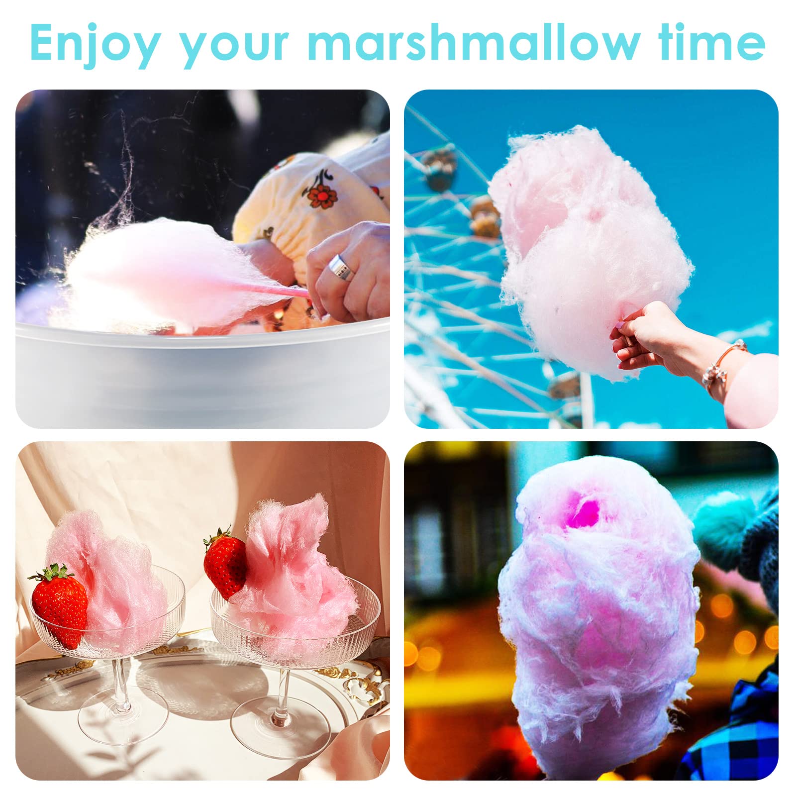 Jahy2Tech Cotton Candy Machine Portable Cotton Candy Makers for Kids Birthday Family Party Christmas Gift with 10 Sticks&1 Spoon Pink