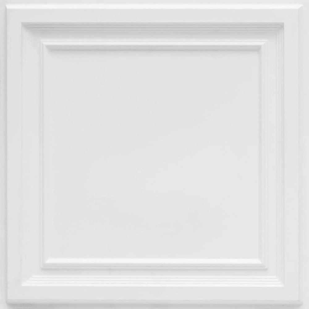 From Plain To Beautiful In Hours 233 Galleria PVC 2' x 2' Glue-up or Lay-in Ceiling Tile (Covers / 40 sq.ft), White Matte, 10 Piece